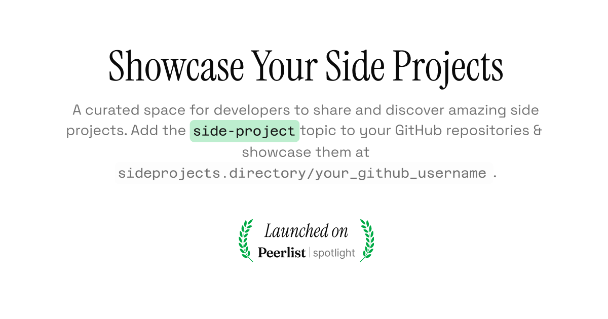 Side Projects Directory Showcase Your Developer Projects